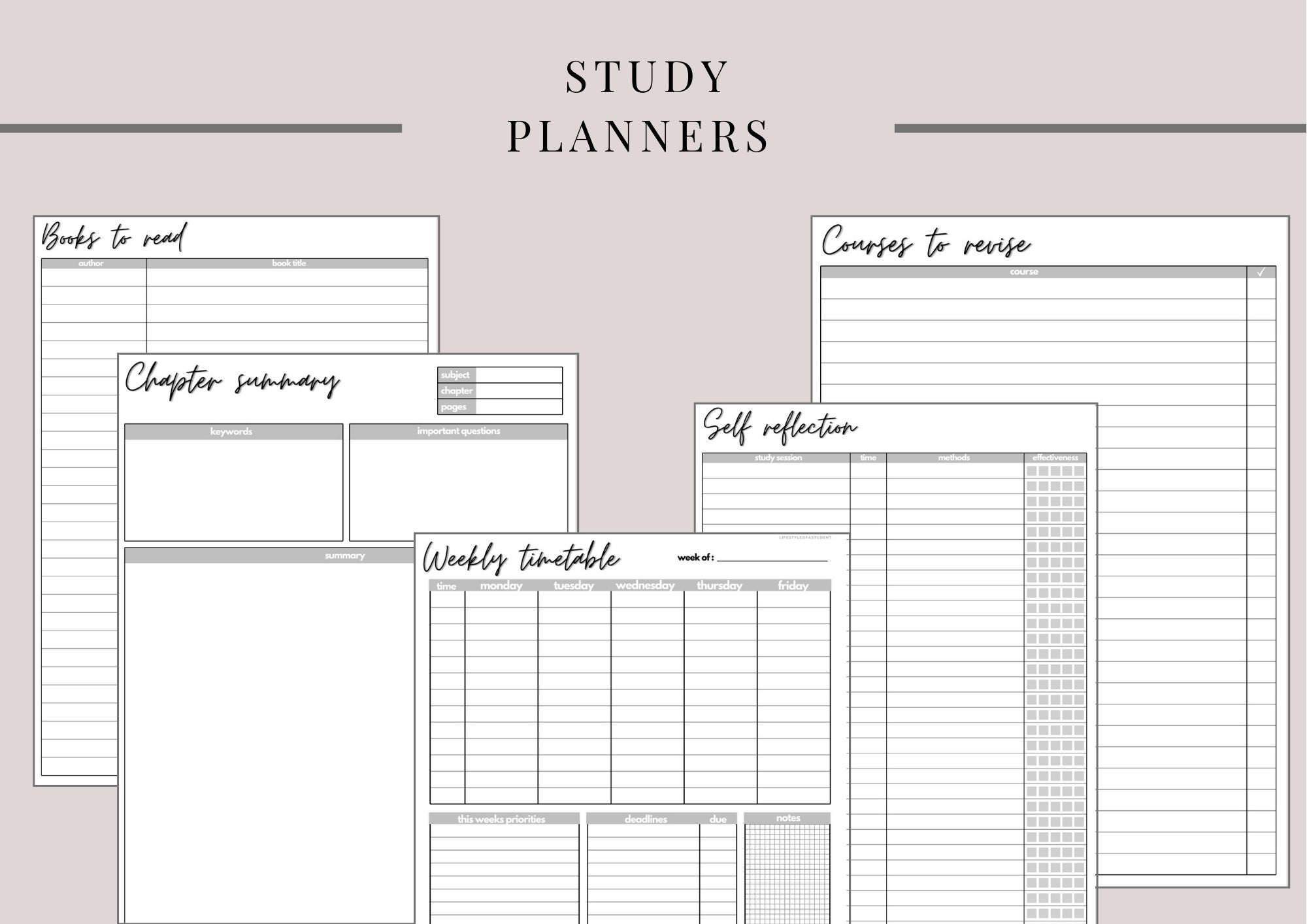 Student Study Organiser Study Planner Ultimate Study - Etsy