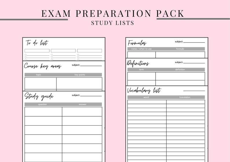 Exam Preparation Pack, Exam Planner, Exam Prep Kit, Exam Schedule, Exam ...