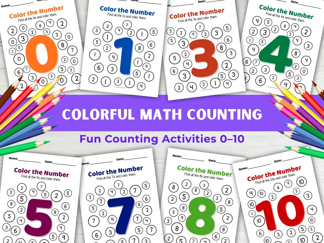 Colorful Preschool Number Practice Worksheets 0–10 | Math Counting ...