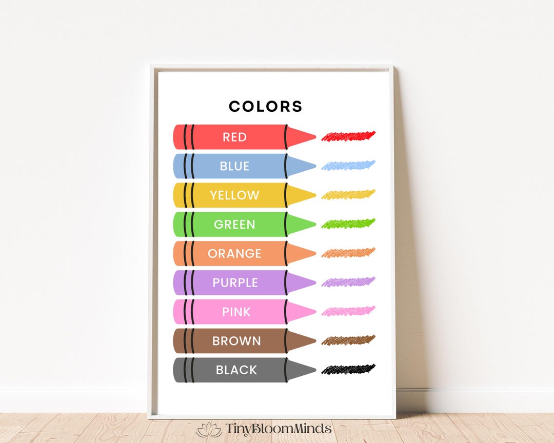 Colors Printable Poster, Color Chart for Preschool Classroom ...