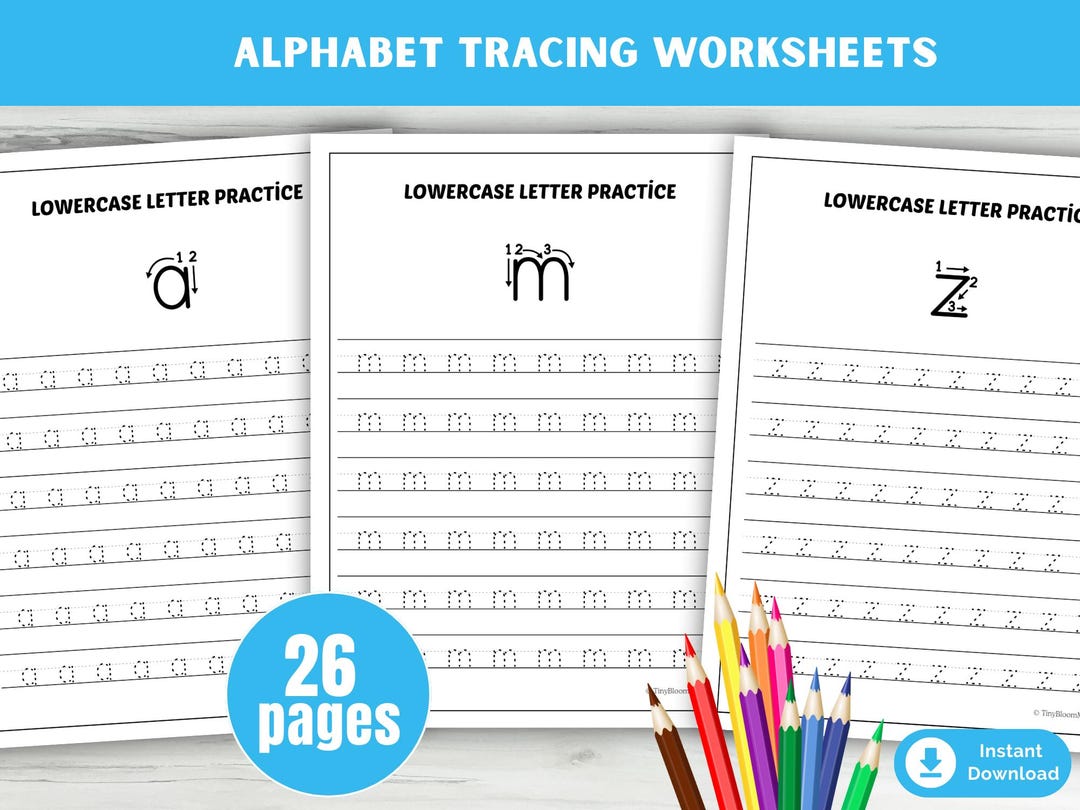 Lowercase Alphabet Tracing Worksheets A–Z | Letter Writing Practice ...