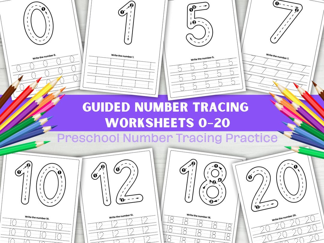 Guided Number Tracing 0–20 | Preschool Writing Practice - Etsy