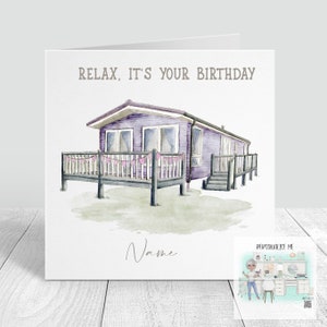 Personalised Static Caravan Themed Birthday Card Featuring Any Name ...