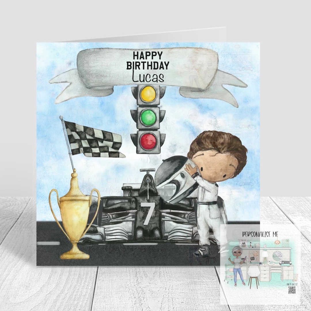 Personalised Racing Driver Birthday Card Grand Prix Featuring Any Name ...