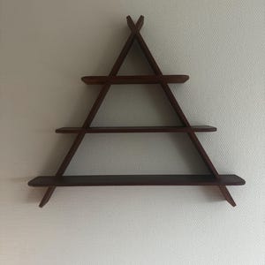 Triangular Shaped Three Tiered Teak Wall Mounted Shelf - Etsy