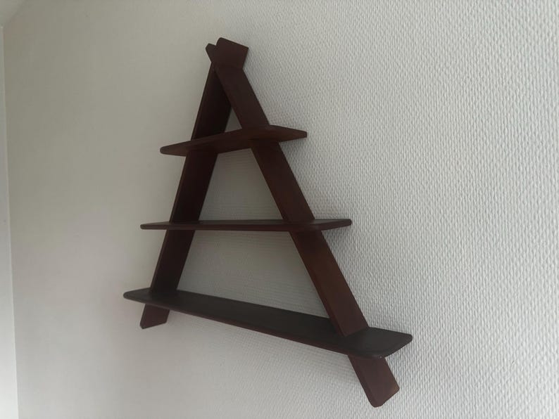 Triangular Shaped Three Tiered Teak Wall Mounted Shelf - Etsy