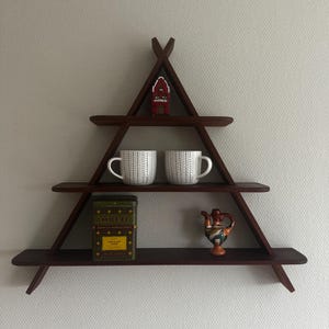 Triangular Shaped Three Tiered Teak Wall Mounted Shelf - Etsy