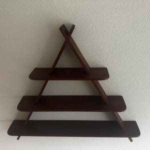 Triangular Shaped Three Tiered Teak Wall Mounted Shelf - Etsy