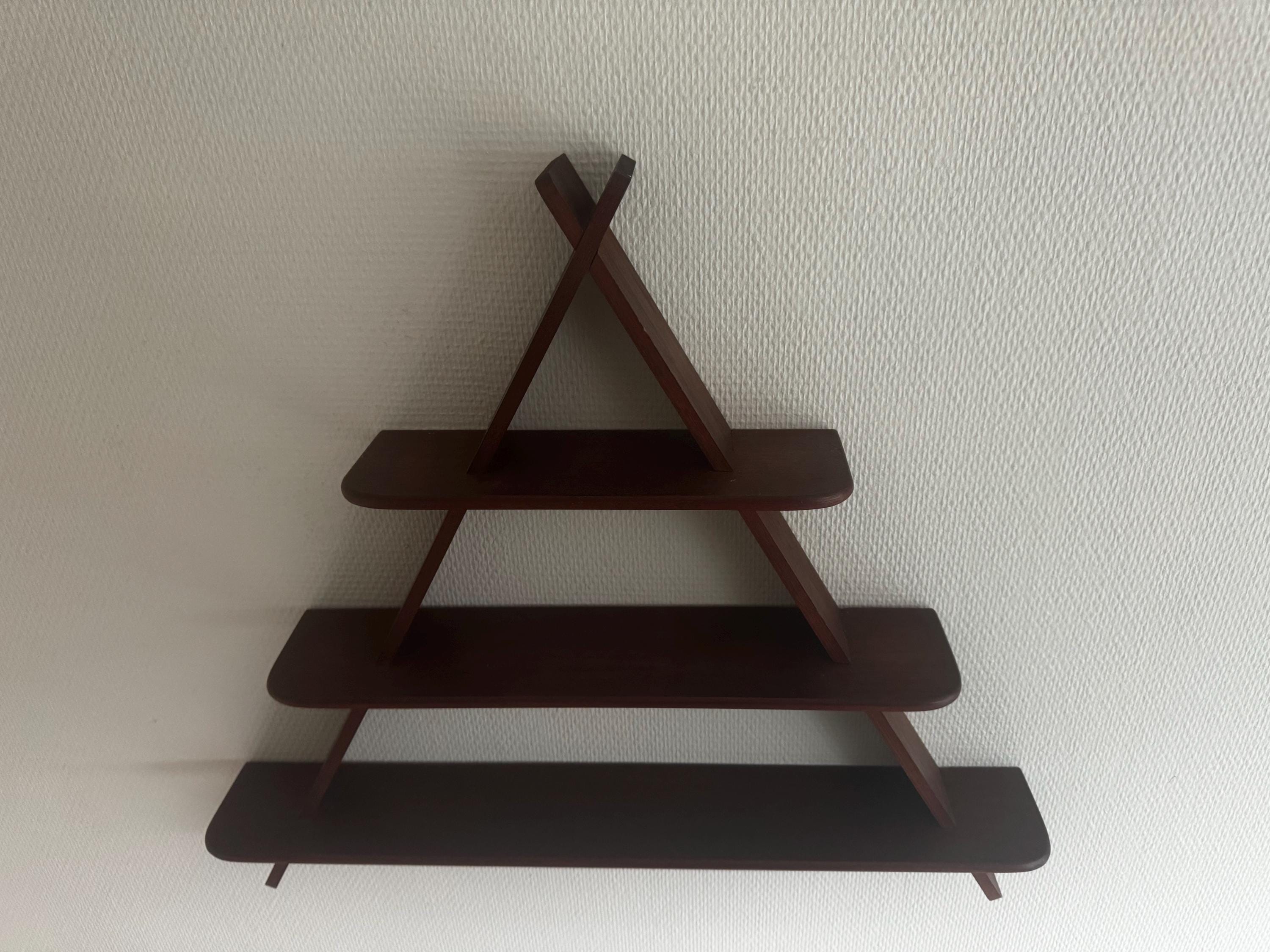 Triangular Shaped Three Tiered Teak Wall Mounted Shelf - Etsy