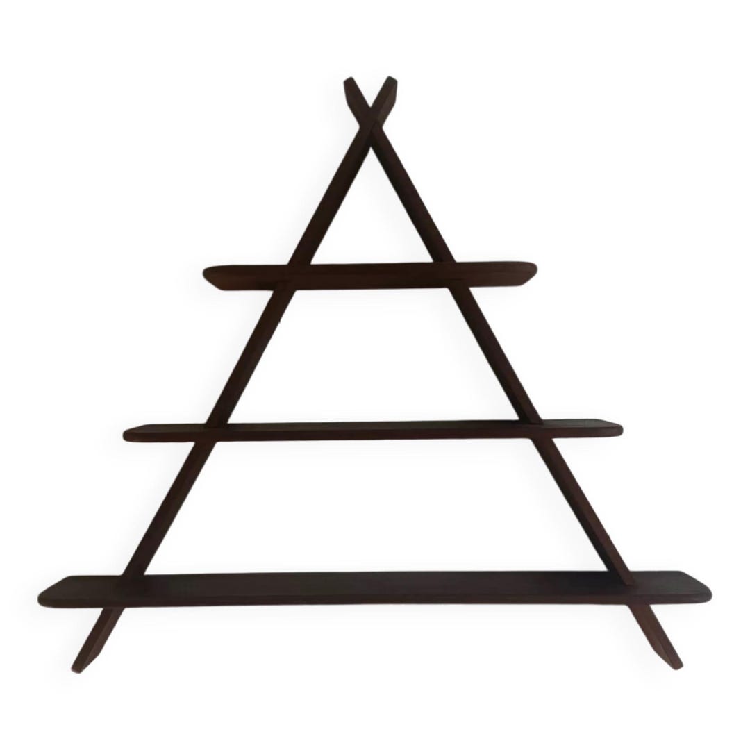 Triangular Shaped Three Tiered Teak Wall Mounted Shelf - Etsy