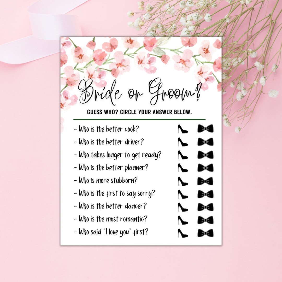 Bride Vs. Groom Party Game (bridal Shower, Engagement Party) - Etsy