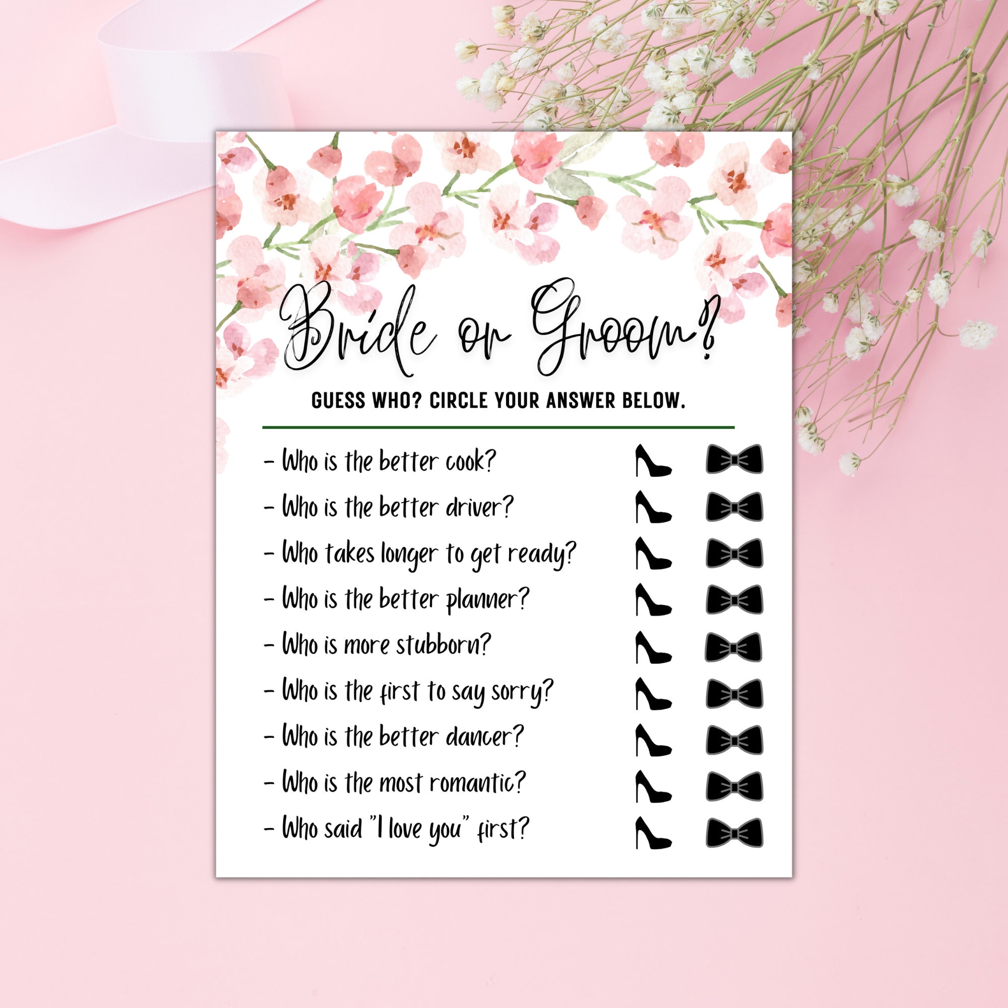 Bride Vs. Groom Party Game (bridal Shower, Engagement Party) - Etsy