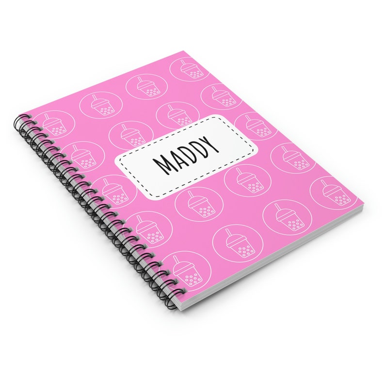 Personalized Boba Milk Tea Spiral Notebook, Ruled Line School Notebook ...