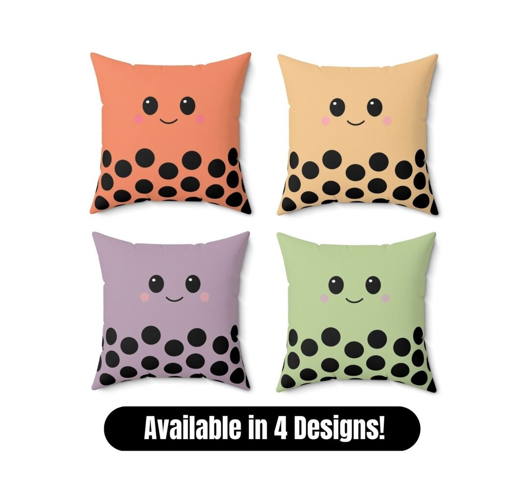 Milk Tea Boba Square Pillow, Bubble Pearl Milk Tea Boba Pillow, Boba ...
