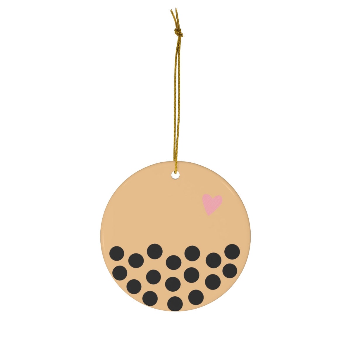 Boba Milk Tea Round Ceramic Ornament, Holiday Boba Gift, Pearl Milk Tea ...