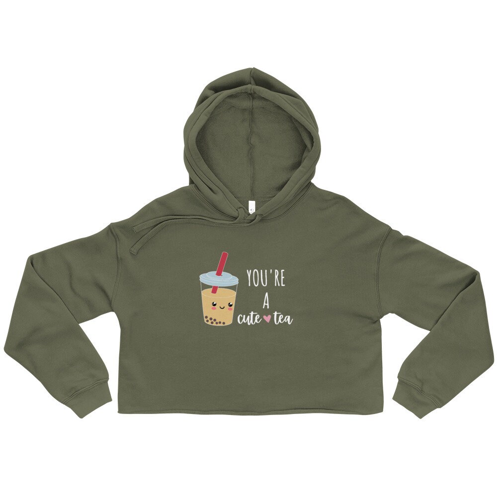 You're a Cute-tea Boba Crop Hoodie Boba Bubble Tea Lover - Etsy