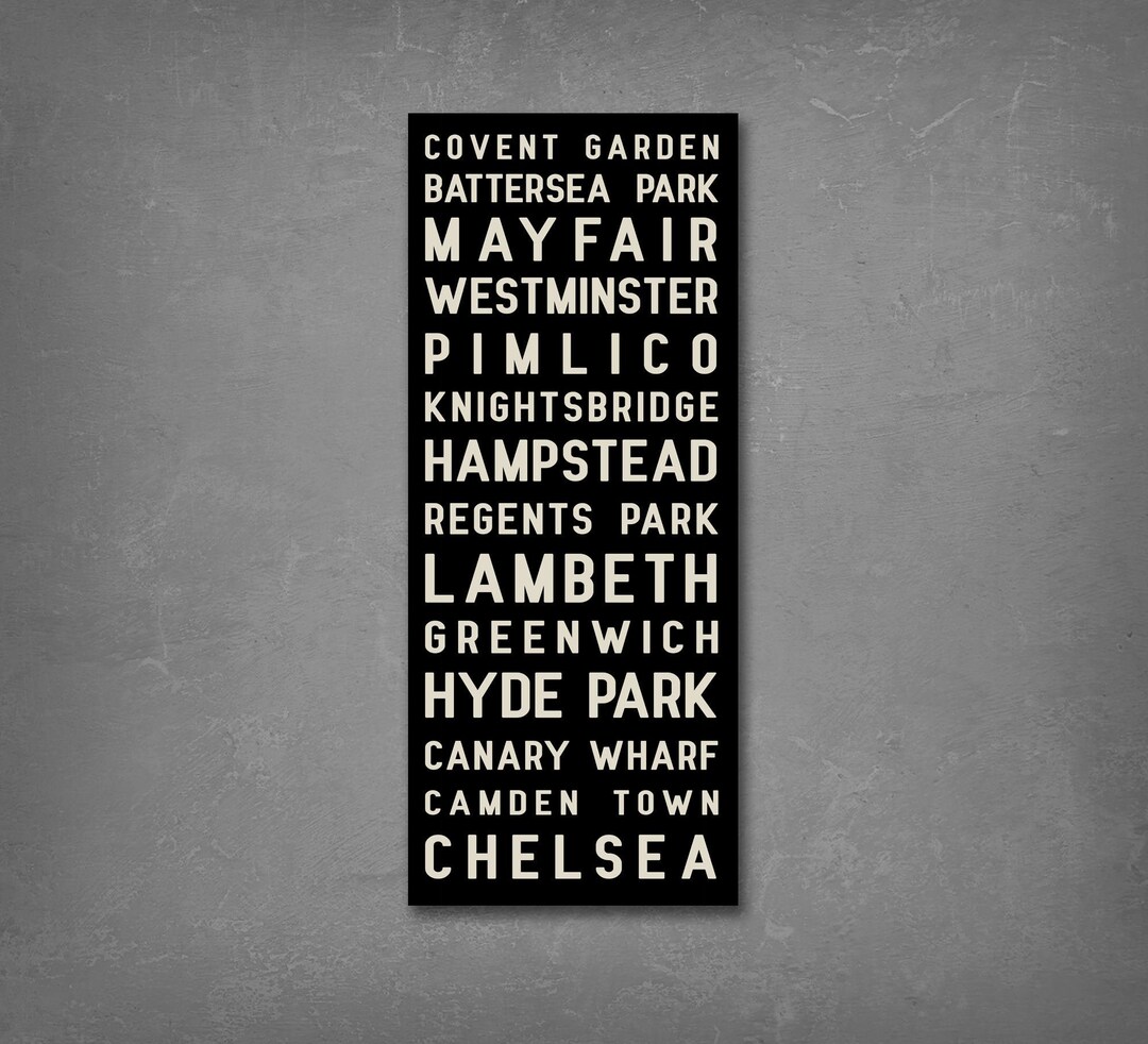 London Bus Sign CANVAS. A London City Destinations Bus Scroll / Tram ...