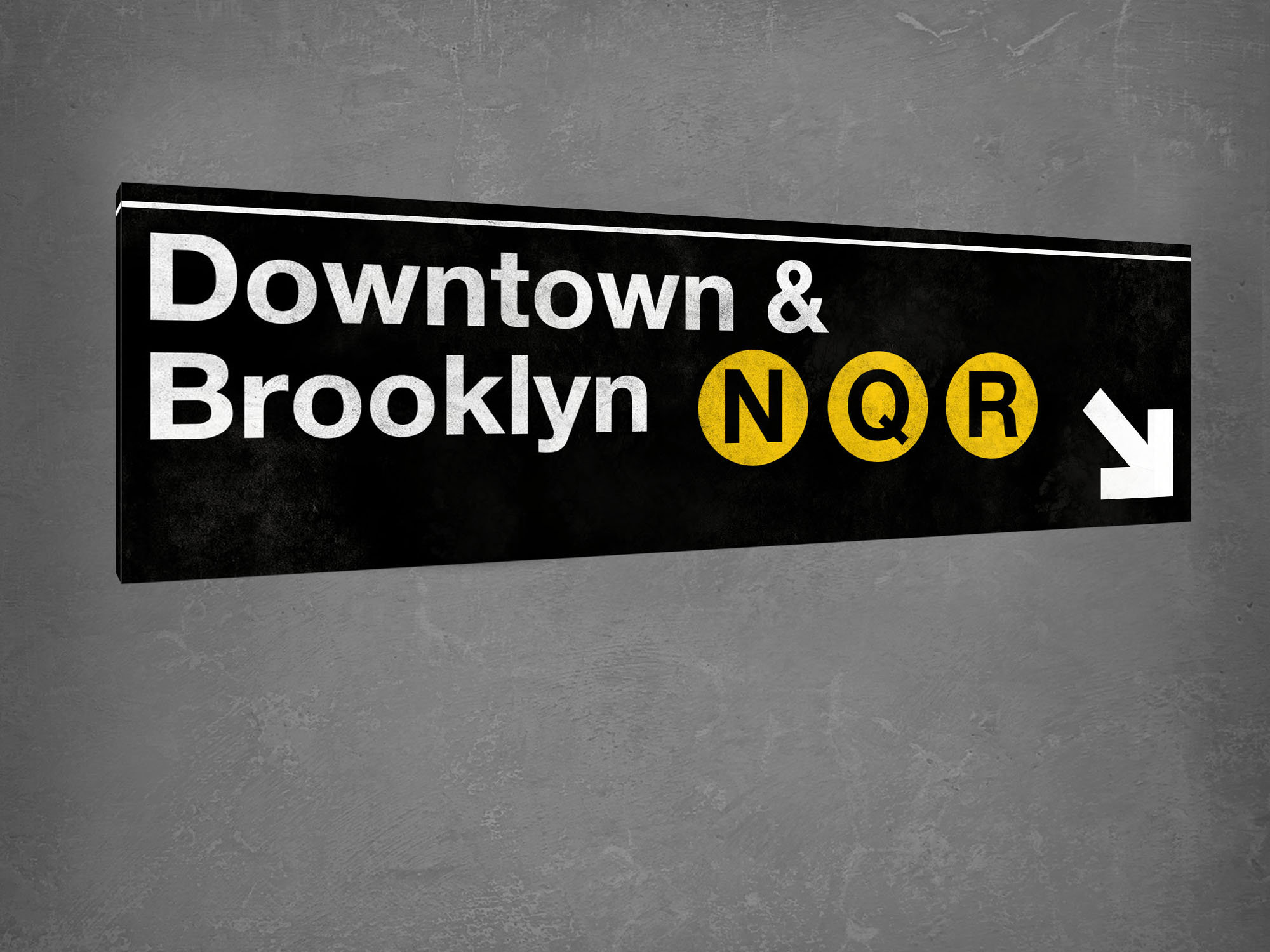 Brooklyn New York CANVAS. NYC Subway sign showing Downtown & Brooklyn ...