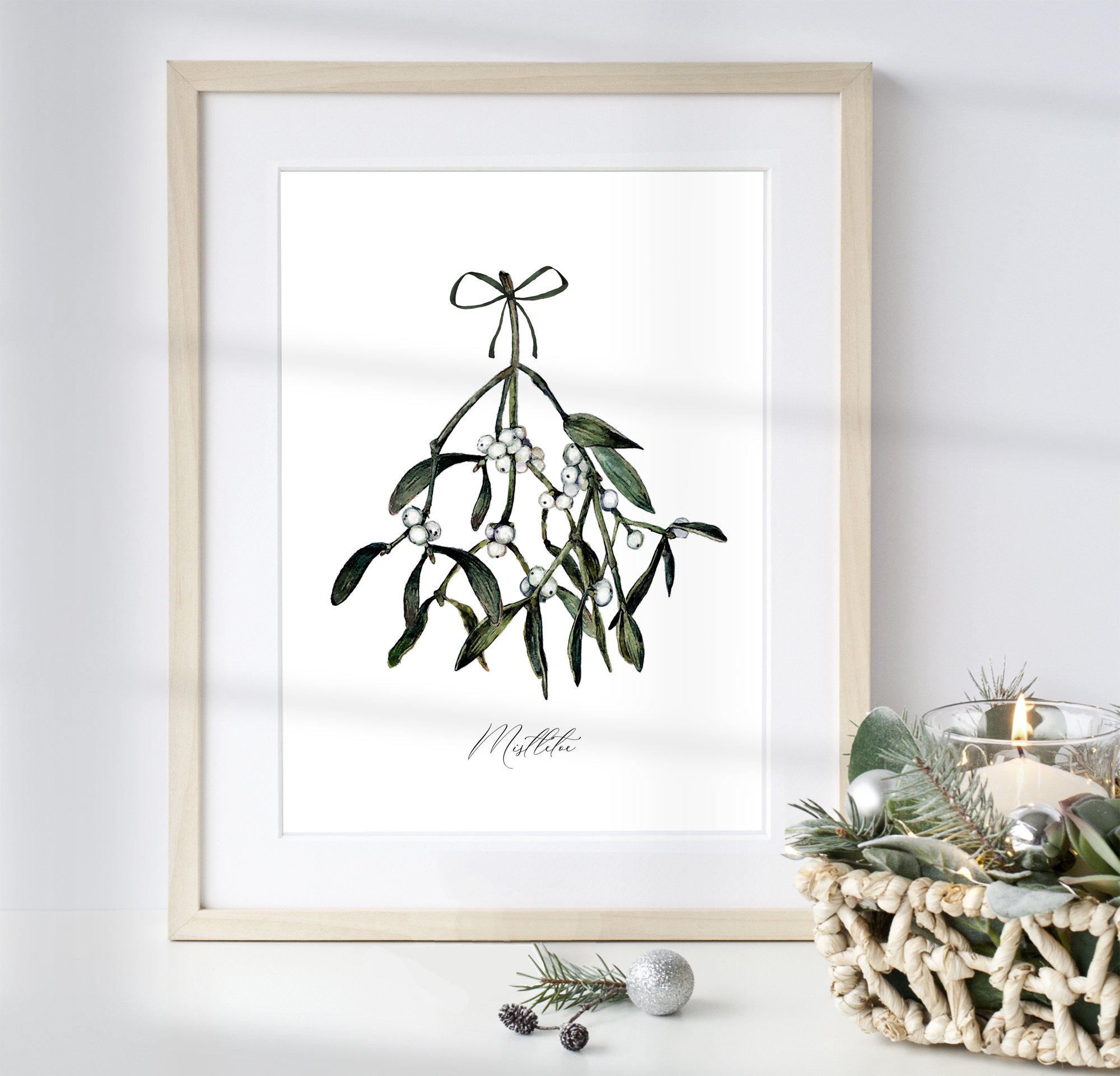 Mistletoe Art Print Christmas Art Holiday Art Botanical - Etsy