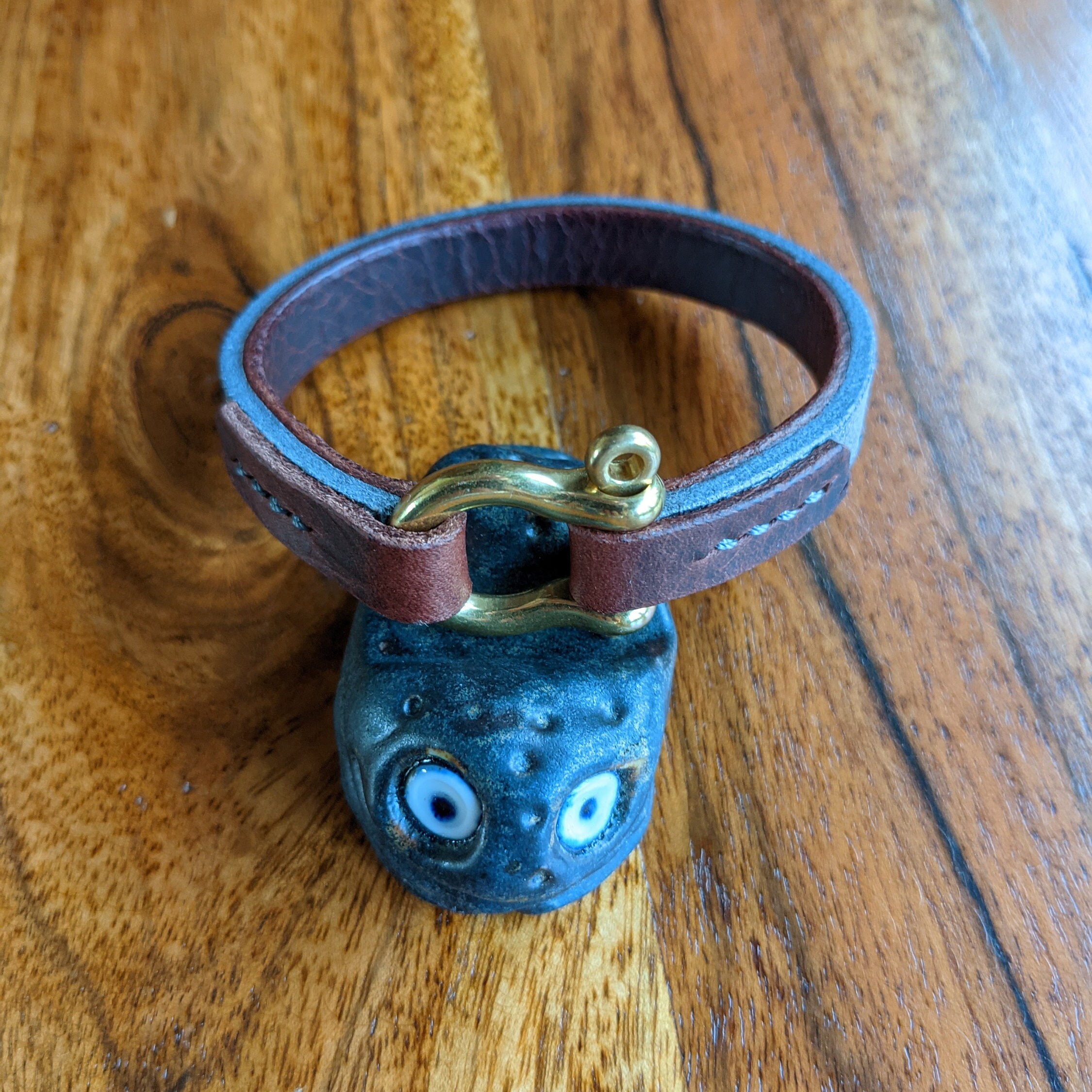 Leather Shackle Bracelet - Etsy