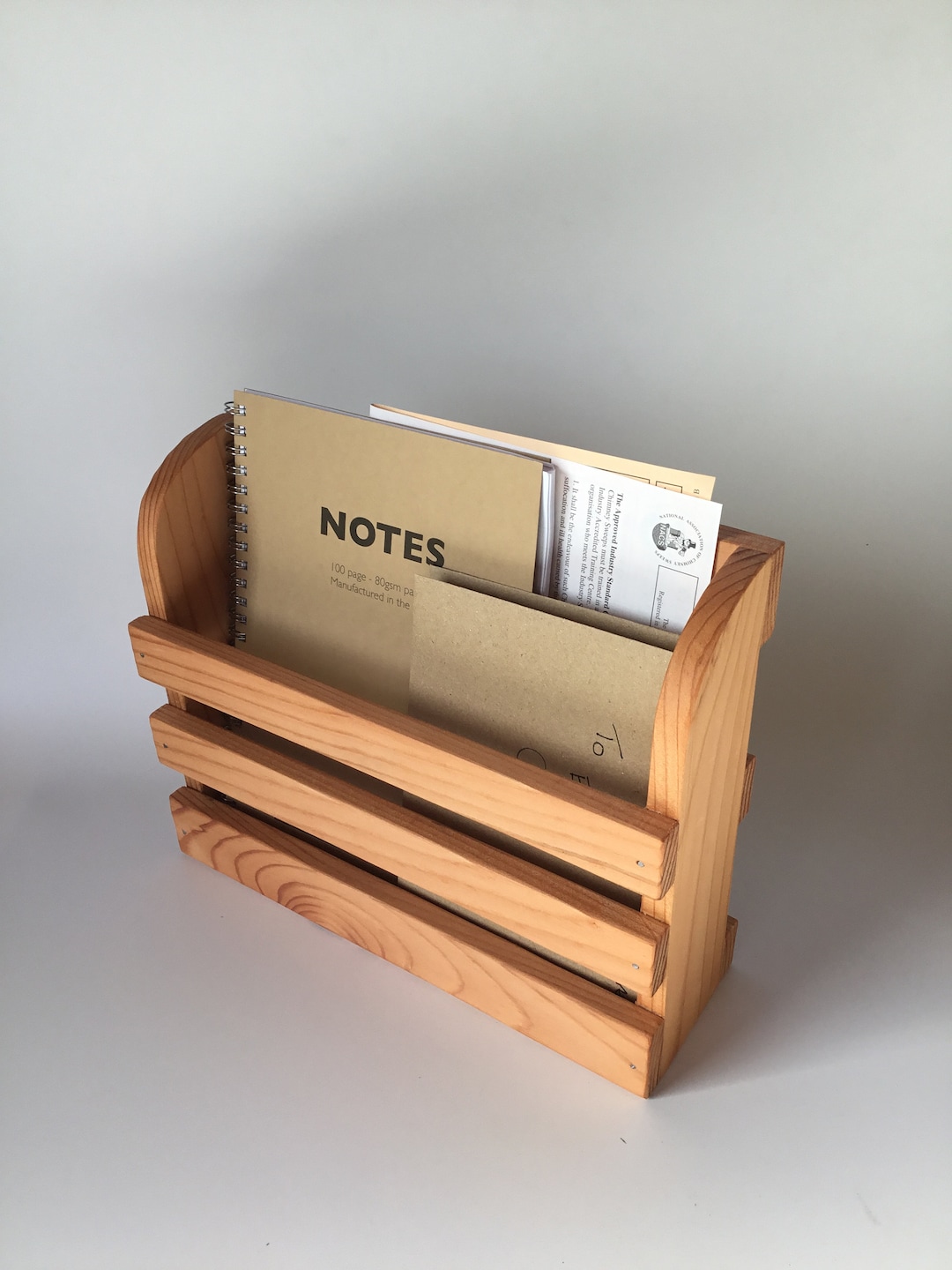 Wooden Letter Rack, Rustic Wooden Letter Rack, Mail Holder, Letter ...