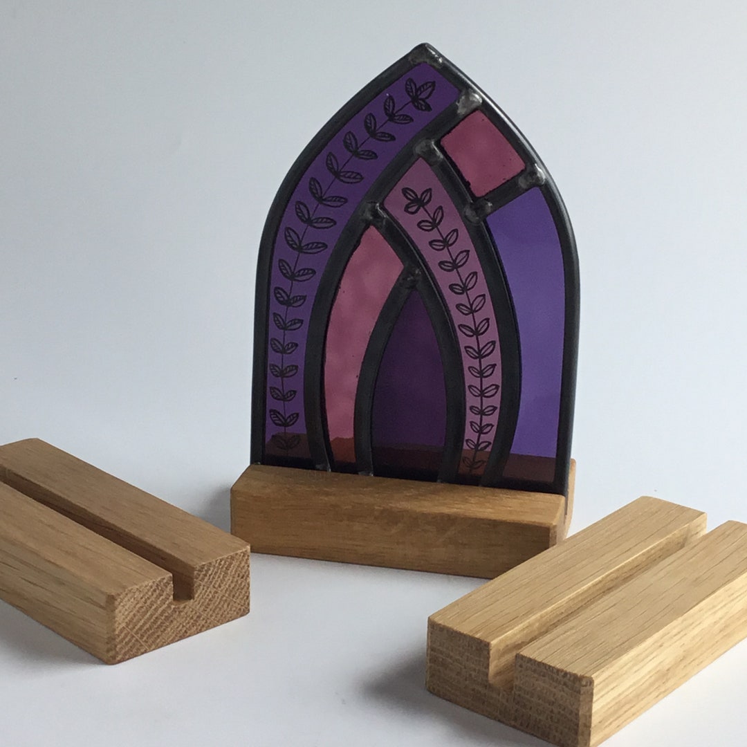 Oak Art Glass Stand: Fused & Stained Glass Display (10cm) - Etsy UK