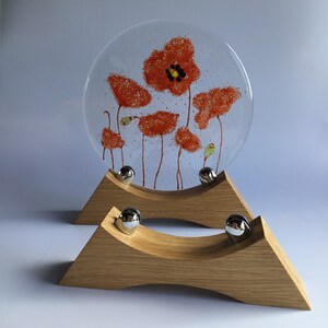 Round Glass Stand, 20 Cm Diameter Glass Stand, Round Glass Wooden Stand ...