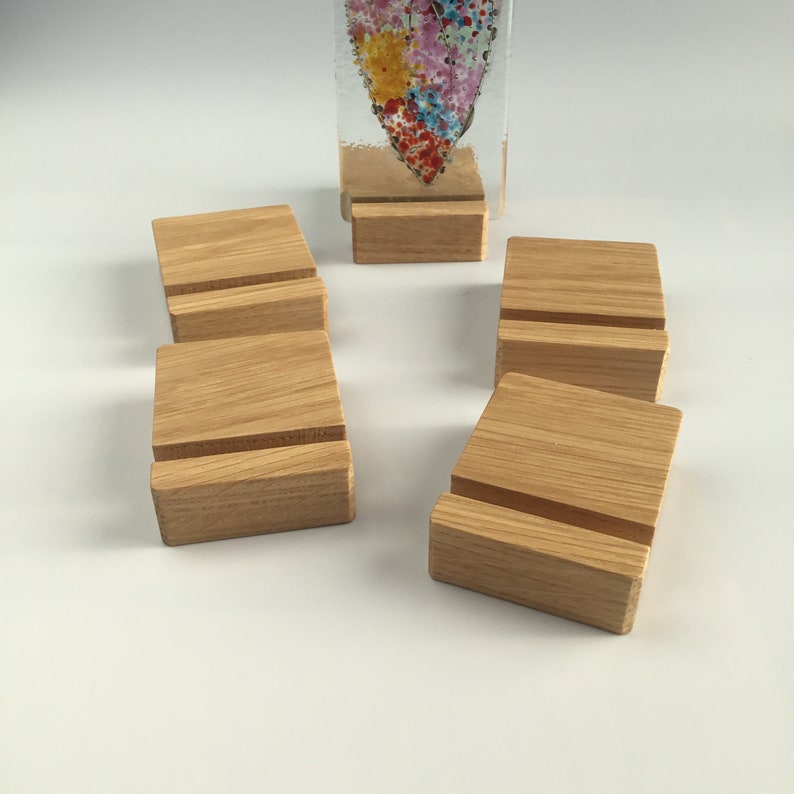 Multi Pack Small Oak Display Stands, Fused Glass Art Stand (5cm) - Etsy UK