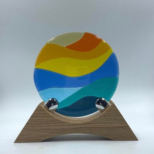 Round Glass Stand, 20 Cm Diameter Glass Stand, Round Glass Wooden Stand ...