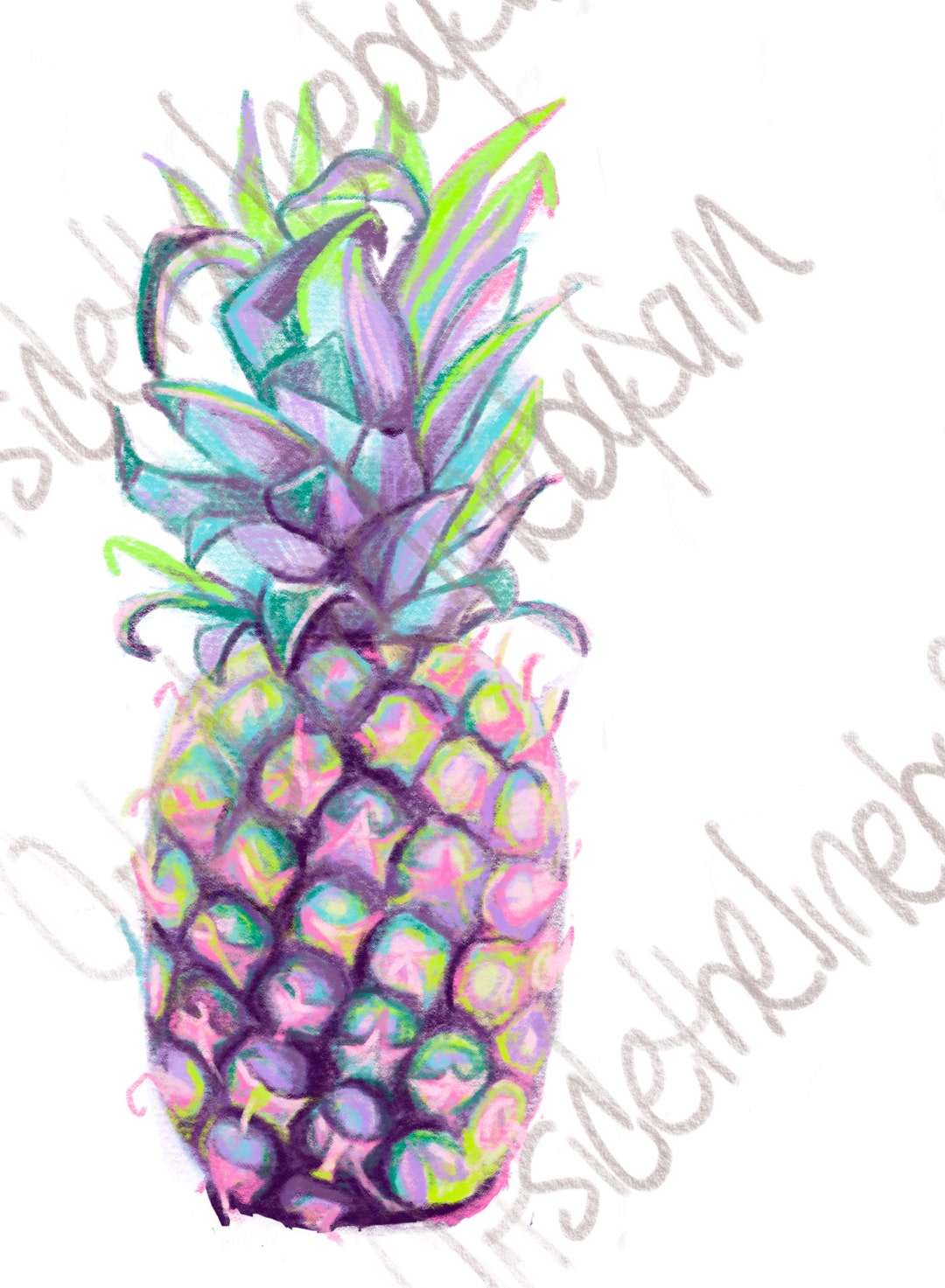 Colourful Pineapple Image, Pineapple Png, Commercial Use, Fruit Art ...