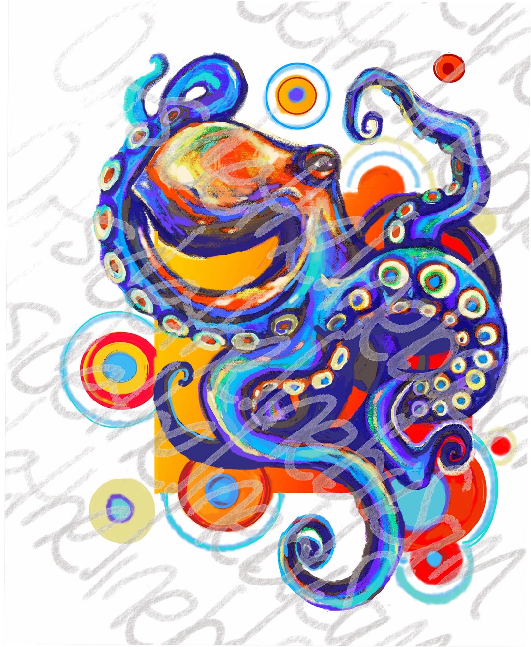 Octopus, Digital Download, Colorful Clip Art, PNG and PSD File, Image ...