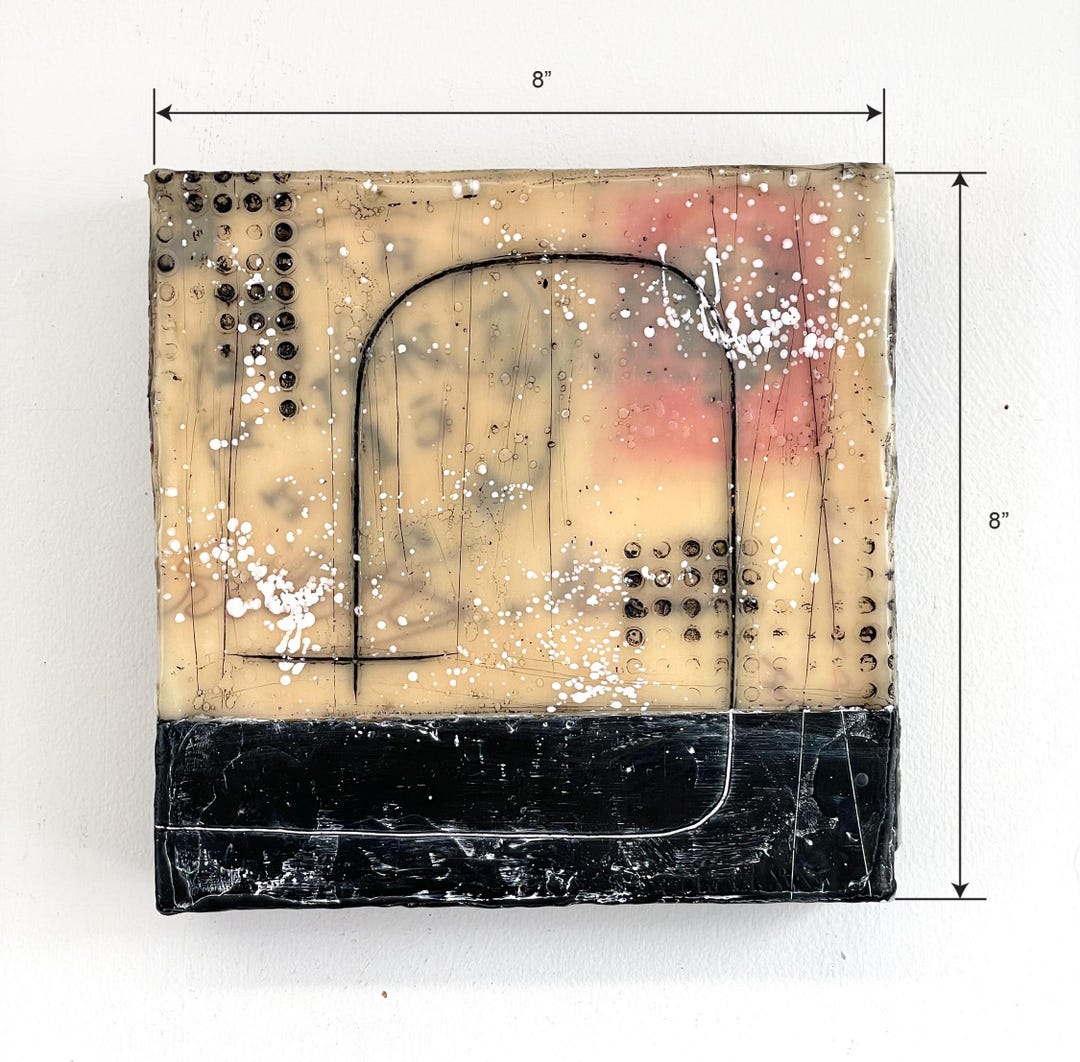 8x8 Encaustic Painting, Encaustic Collage, Collage Art, Encaustic Painting Original, Mixed Media ...