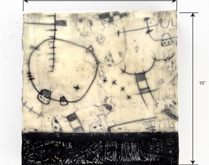 10x10 Encaustic Painting, Encaustic Collage, Collage Art, Encaustic Painting Original, Mixed ...