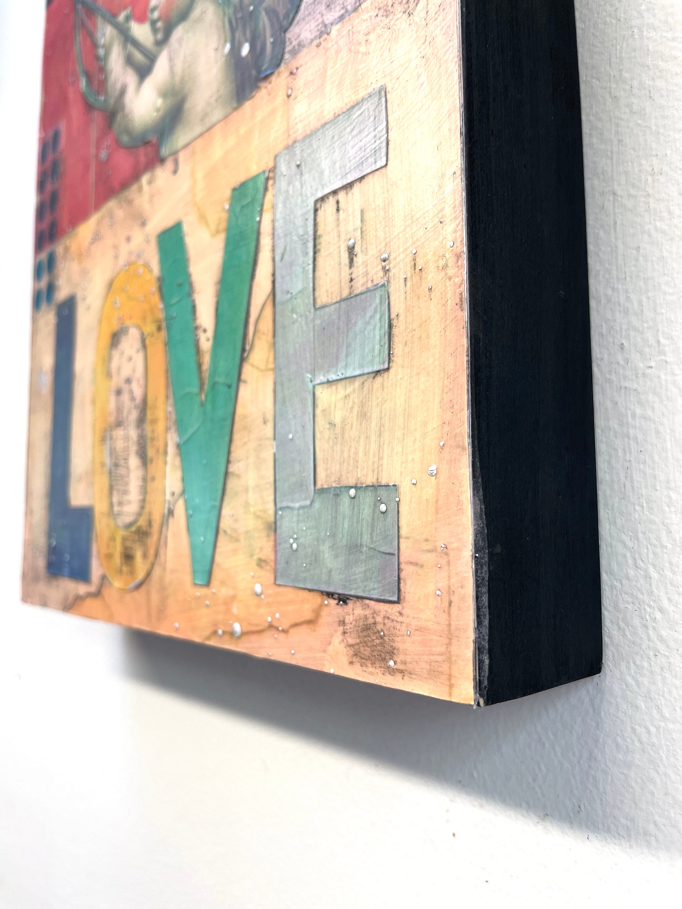 8x10 Valentines Day Art, Love Art, Cherub Art, Mixed Media, Original ...