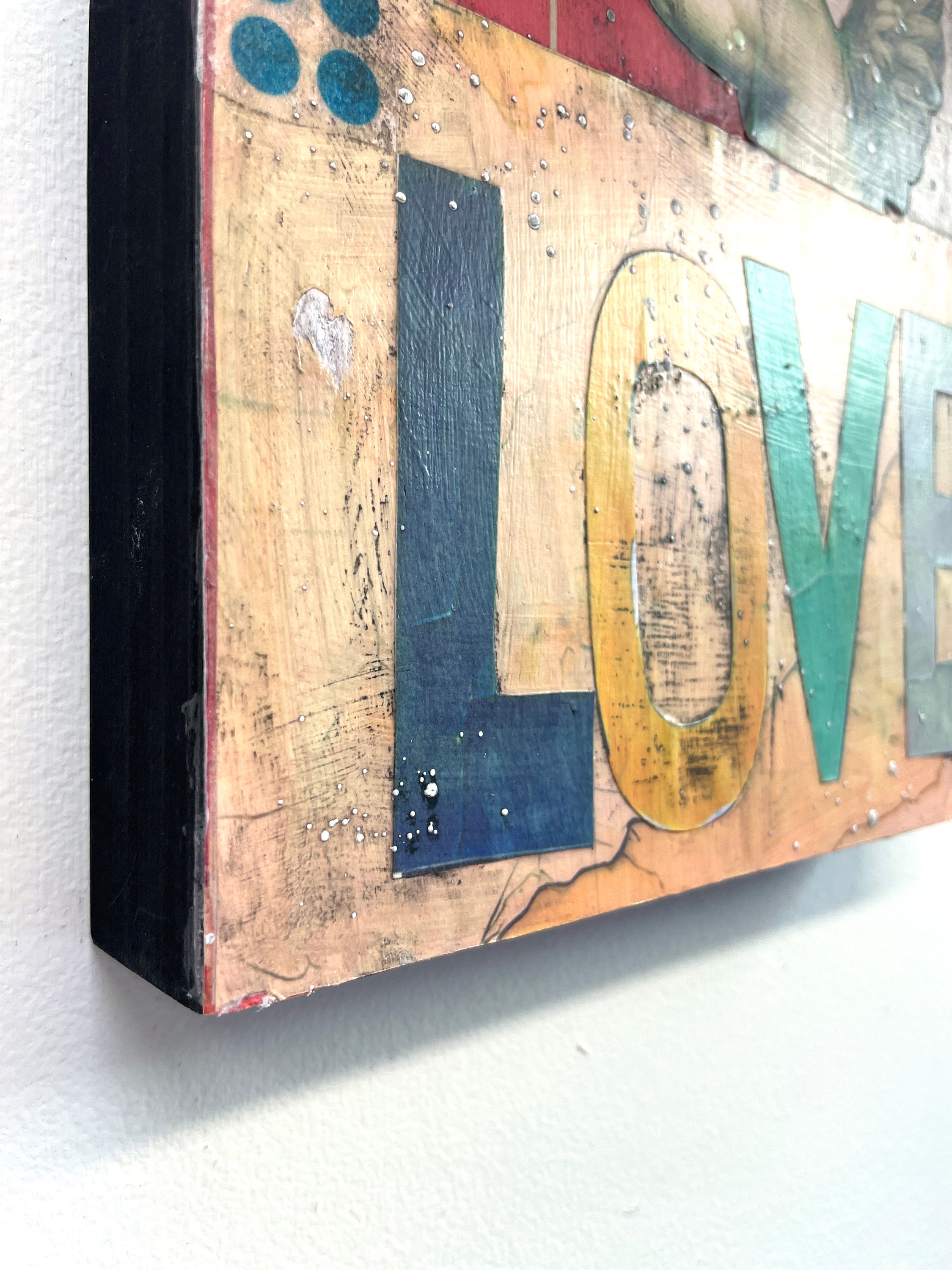 8x10 Valentines Day Art, Love Art, Cherub Art, Mixed Media, Original ...