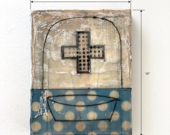 6x6 Encaustic Painting, Encaustic Collage, Encaustic Painting Original, Mixed Media, Home Decor ...