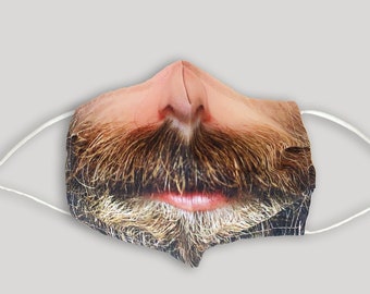 Funny Face Mask for Men and Women, Beard Face Mask, Washable Face Mask ...