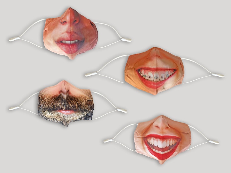 4 Pack - Funny Face Masks - Etsy
