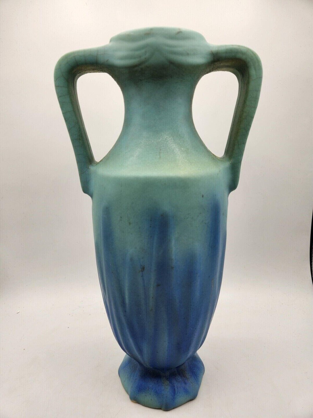 Antique Van Briggle Pottery Two Handle Blue Yucca Leaves Vase - Etsy
