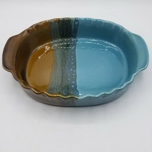 Neher Clay in Motion Handmade Ceramic Large Oval Shaped Baker in Ocean ...