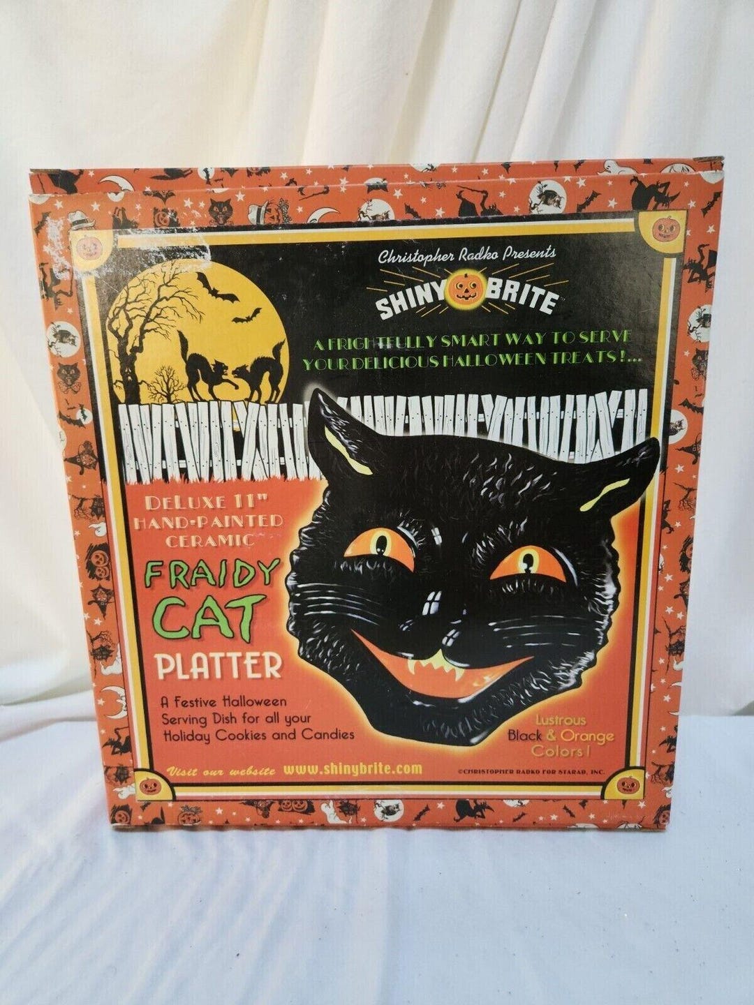 Christopher Radko Shiny Brite Halloween Fraidy Cat Platter W Box - Etsy