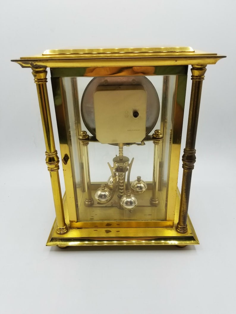 Fortron German Quartz Battery Operated Gold Rectangle Glass Box Clock ...