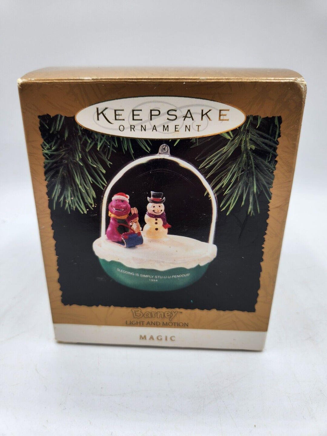 Hallmark Keepsake 1994 Barney Sledding Light & Motion Magic Ornament - Etsy