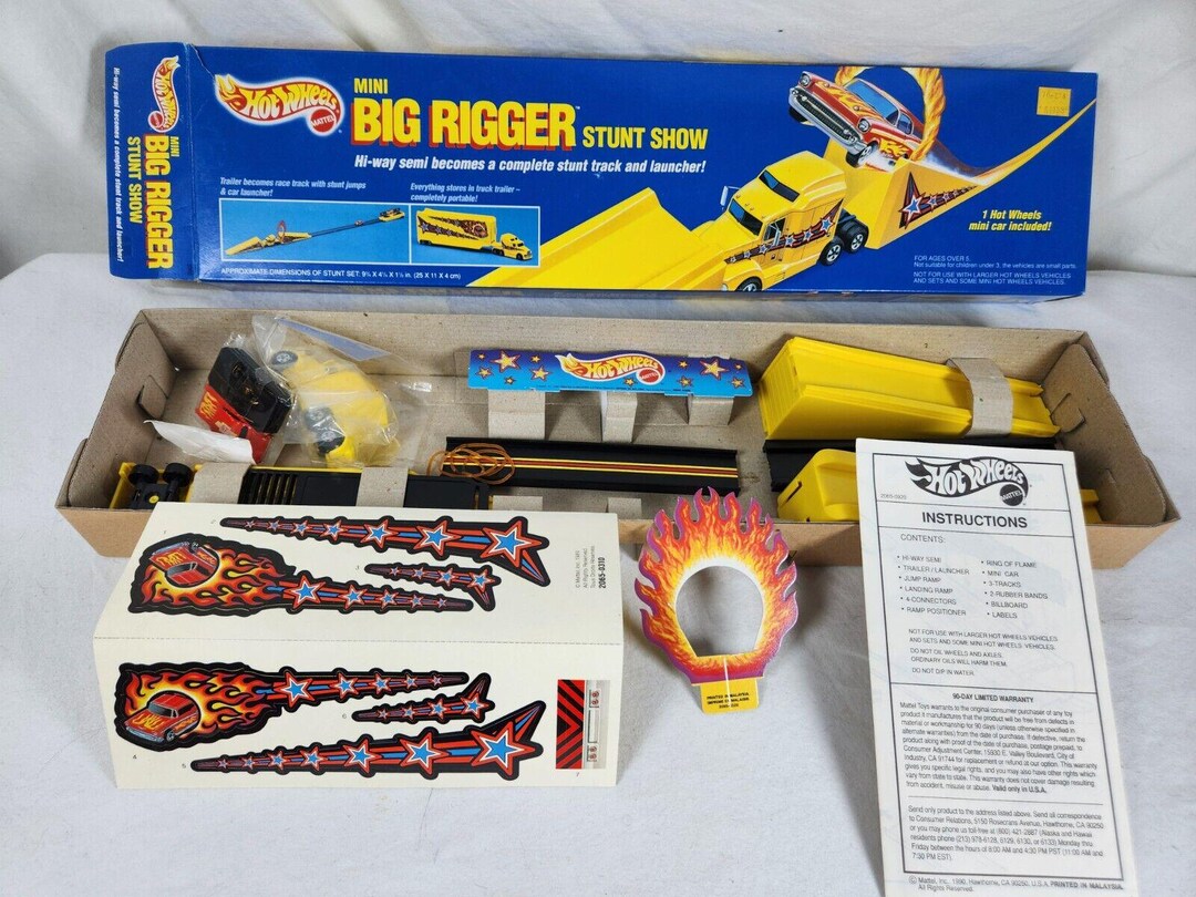 Vintage 1989 Mattel Hot Wheels Mini Big Rigger Stunt Show Kit - Etsy