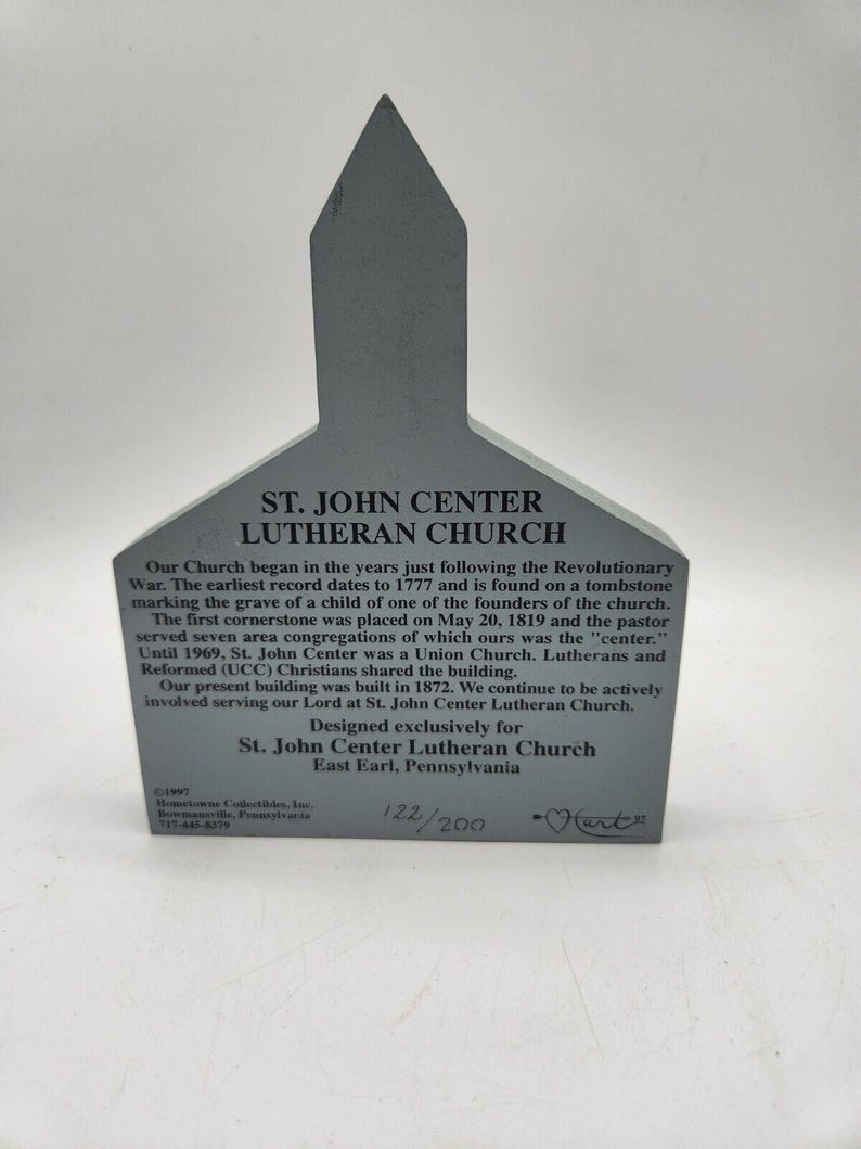 Hometowne Collectibles St. John Center Lutheran Church - East Earl PA ...