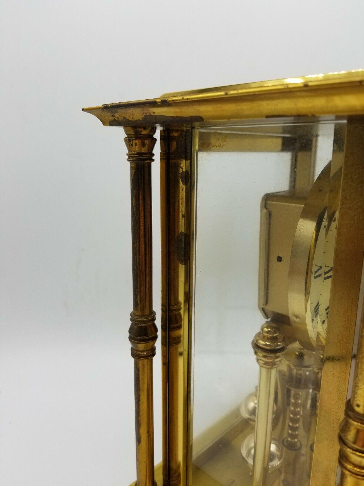 Fortron German Quartz Battery Operated Gold Rectangle Glass Box Clock ...