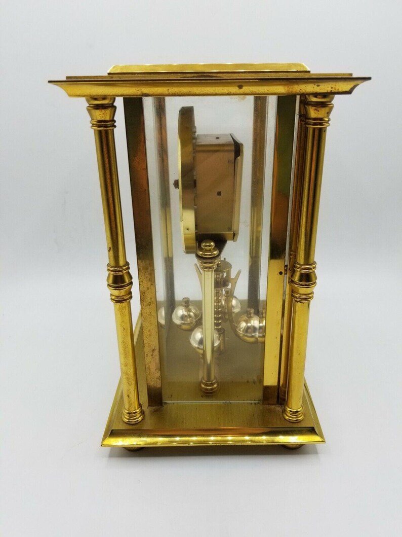 Fortron German Quartz Battery Operated Gold Rectangle Glass Box Clock ...