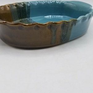Neher Clay in Motion Handmade Ceramic Large Oval Shaped Baker in Ocean ...