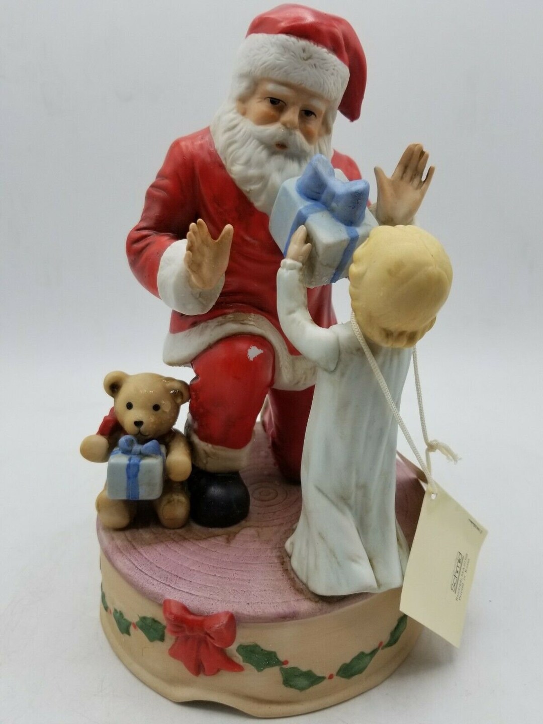 Schmid Shackman Ceramic Music Box Figurine Child Giving a Gift Santa - Etsy