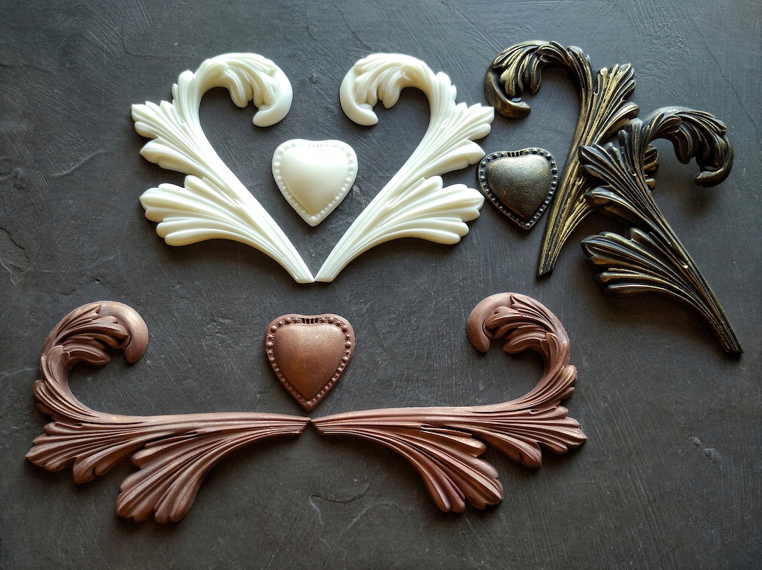 Resin Decorative Appliques Set (3psc) for Furniture Upcycling or Any ...